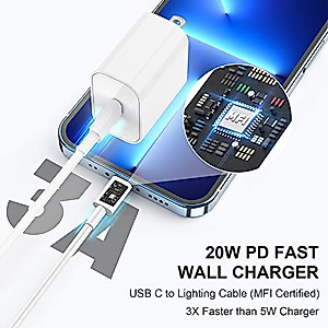 for iPhone Apple 13 12 14 Fast Charger Cable【Apple MFi Certified】20W USB C Wall Charger Plug and USBC to Lightning Cable Cord 6ft, Charging Block Power Adapter Cube Brick for iPhone 13/12 Pro/11,iPad