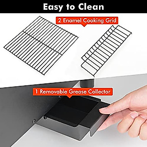 ORALNER Portable Pellet Smoker Grill on Wheels, 8 in 1 Tabletop Outdoor BBQ Grill for Tailgating RV Travel Camping Cooking, Small Wood Pellet Meat Smokers w/LED Display, Temperature Probe