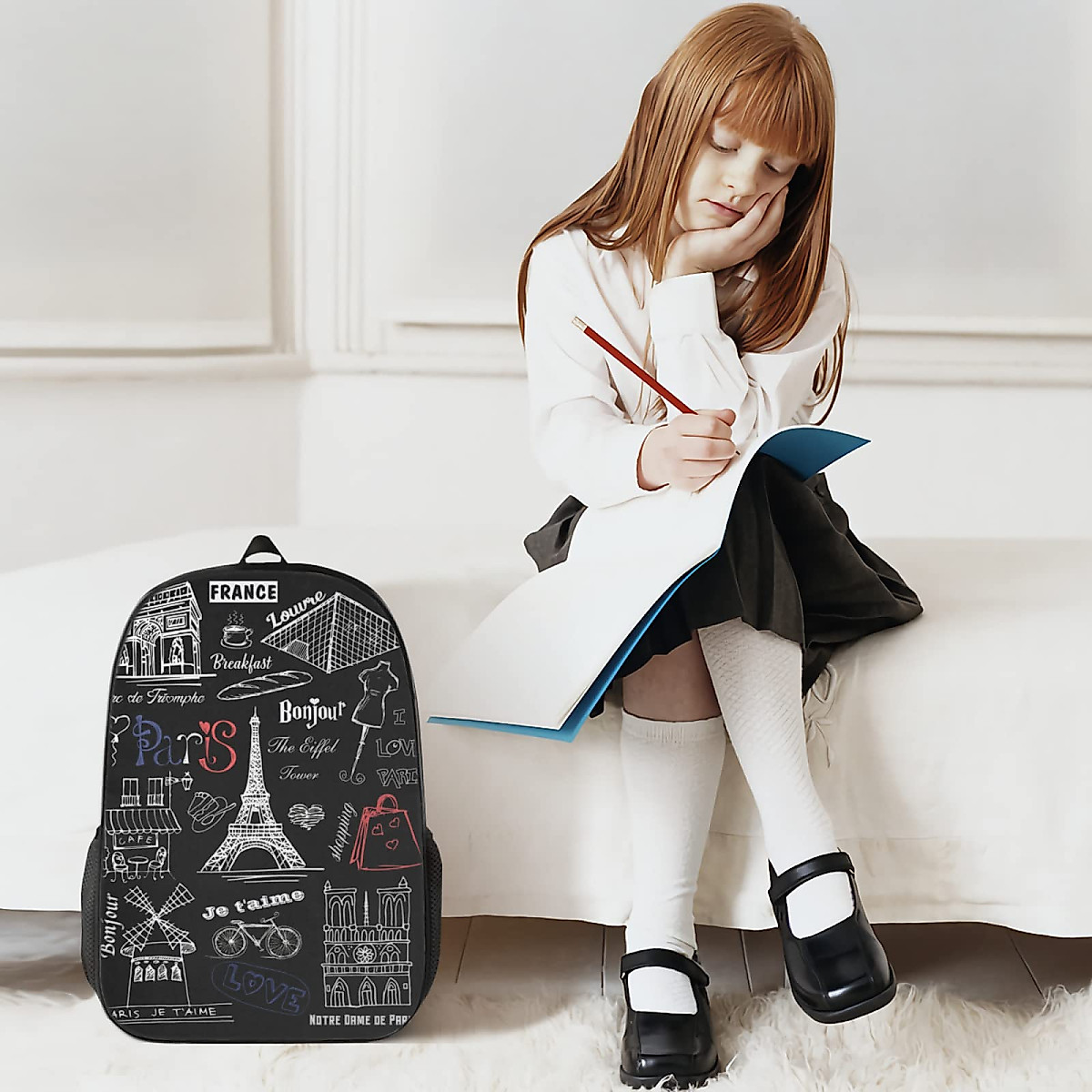 Cute Cartoon Backpack, 17 Inch Bookbag Lightweight Casual Daypack with Adjustable Shoulder Straps StyleA