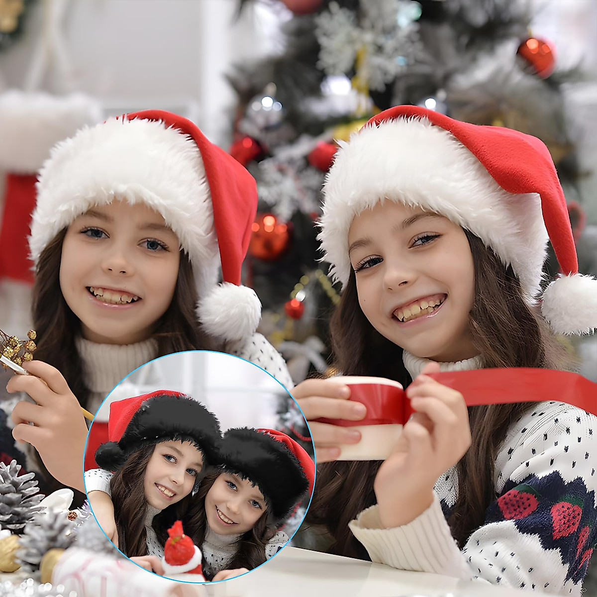 Lusofie 2Pcs Faux Fur Fabric Precut Strips 2x60inch Fur Fluffy Fuzzy Craft Fur for Gnomes Beard Santa Claus Hair Dwarf Cosplay Costume DIY Christmas Decoration (White&Black)