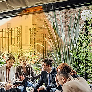 Electric Outdoor Patio Heater, Wall-Mounted Infrared Heater with Remote Control, 1500W Fast Heat Gold Tube Super Quiet Ceiling Heater for Garage