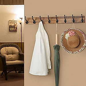 WEBI Rustic Coat Rack Wall Mount,35'' Long 8 Cast Iron Coat Hooks Wall Mounted,Heavy Duty Wall Coat Hanger Hooks for Hanging Coats,Clothes,Rustic Brown