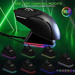 Mouse Charging Dock for Razer Wireless Mouse Viper Ultimate Naga pro DeathAdder V2 Pro and Basilisk Ultimate Magnetic Charging RGB Lights Status Indicator Gecko Feet (RGB)