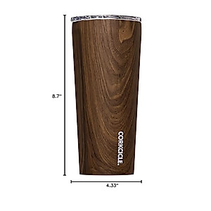 Corkcicle Classic Triple Insulated Coffee Mug with Lid, Walnut Wood, 24 oz – Stainless Steel Travel Tumbler Keeps Beverages Cold 9+hrs, Hot 3hrs