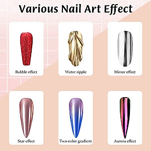 UIIOPJIOM Chrome Nail Powder 6 Colors Holographic Nail Powder Gold Sliver Red Blue Metallic Mirror Effect Pigment Nail Glitter Powder with 6 Pieces Eyeshadow Sticks for DIY Home Salon Nail Art Decor.