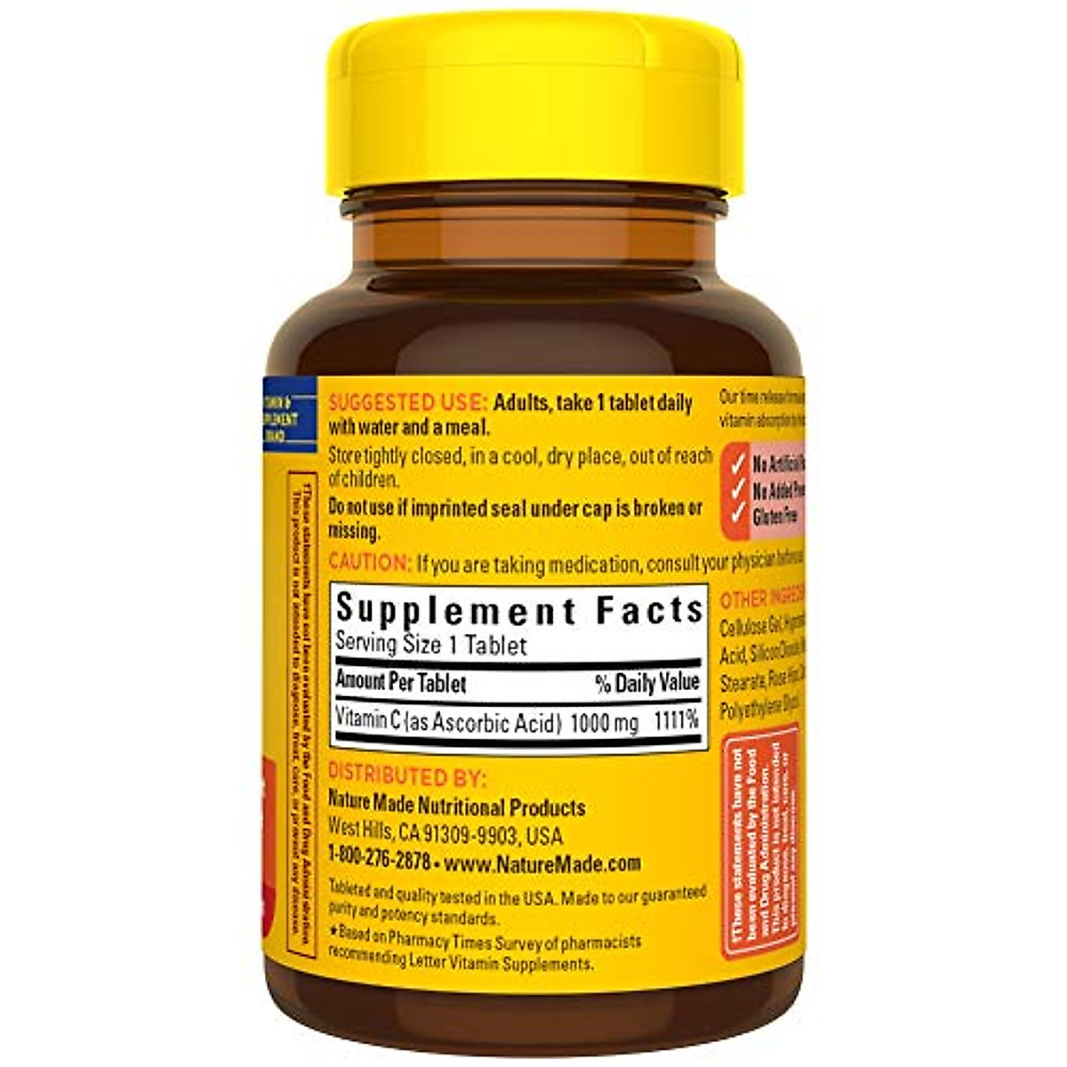 Nature Made Vitamin C 1000 mg Time Release Tablets with Rose Hips, 60 Count to Help Support the Immune System
