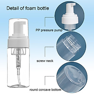 2 Pcs 3.4oz Foam Pump Bottle Travel Foam Pump Bottle Pump Bottle Clear Plastic Press Foaming Soap Pump Dispensers Travel Soap Liquid Bottle Shampoo, for Soap Foam Lotion Bathroom Accessory (100ML)