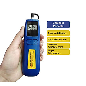 QIIRUN Optical Power Meter -70~+10 dBm Fiber Light Meter for Testing 6 Calibrated Wavelengths, 68g Light Weighted