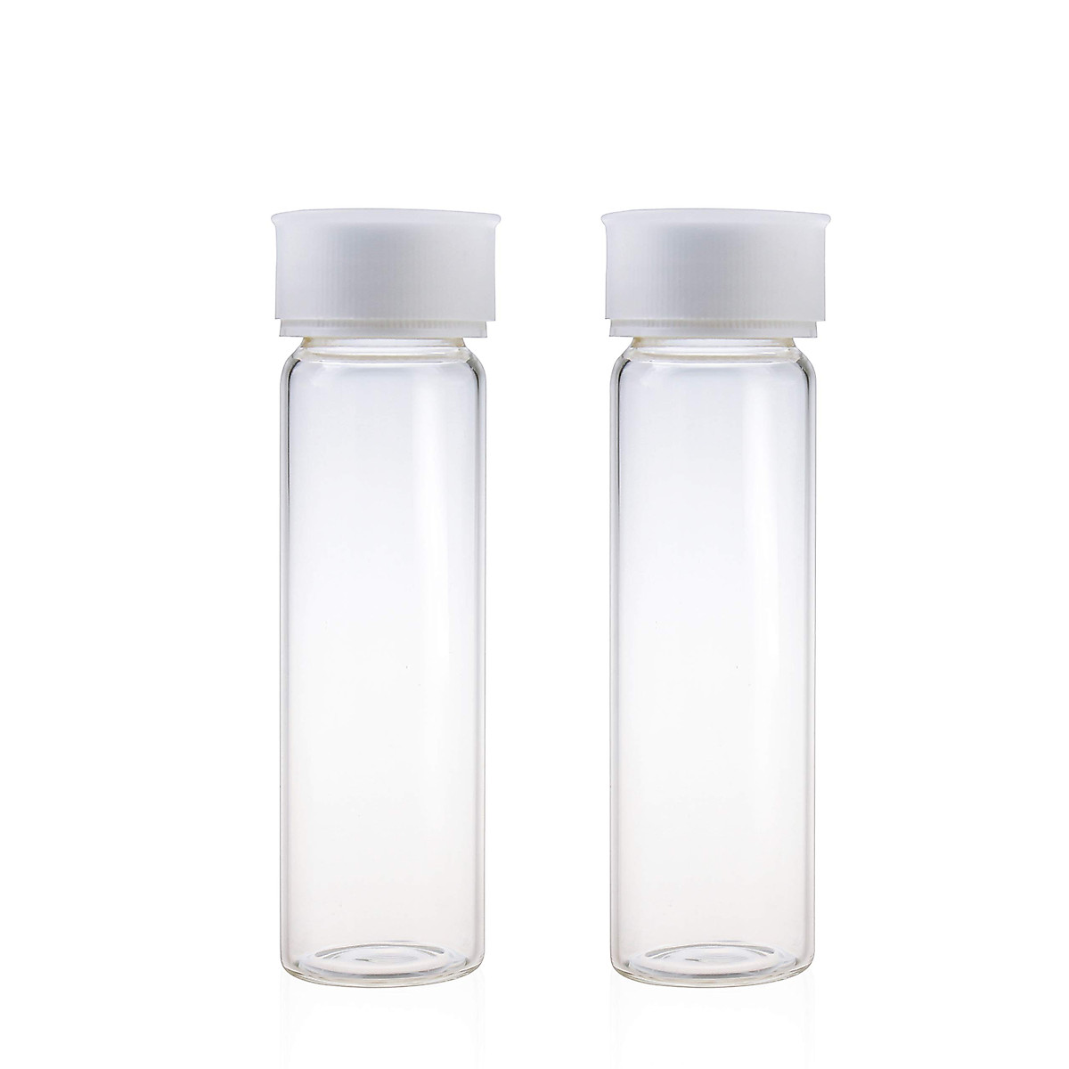 ALWSCI Borosilicate Clear Glass 40 ML EPA TOC Screw Neck Vial with White PP Screw Cap, Center Hole, PTFE Silicone Liner, Ultra-Clean, Case of 72