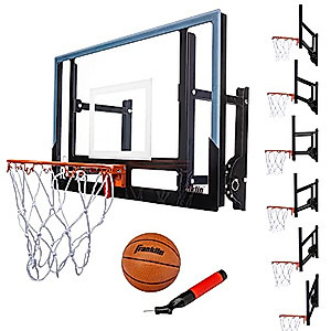 Franklin Sports Wall Mounted Basketball Hoop – Fully Adjustable – Shatter Resistant – Accessories Included, Black/White