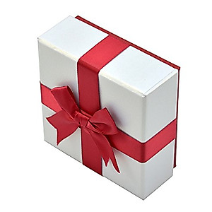 Paialco Jewelry Package Paper Gift Box Red Ribbon Bow-Knot 3 3/4-Inch by 3 3/4-Inch