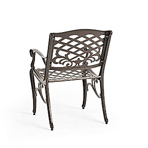 Christopher Knight Home Hallandale Outdoor Cast Aluminum Dining Set for Patio or Deck, 5-Pcs Set, Hammered Bronze