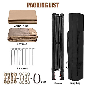 MASTERCANOPY Patio Gazebo Outdoor Pop Up Gazebo with Mesh Walls (13x13, Khaki)