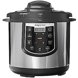 Presto 02141 6-Quart Electric Pressure Cooker, Black, Silver, Stainless steel