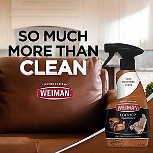 Weiman Leather Cleaner and Conditioner - 22 Ounce (2 Pack) - Restores Leather Surfaces - Ultra Violet Protectants Help Prevent Cracking or Fading of Leather Furniture, Car Seats, Shoes