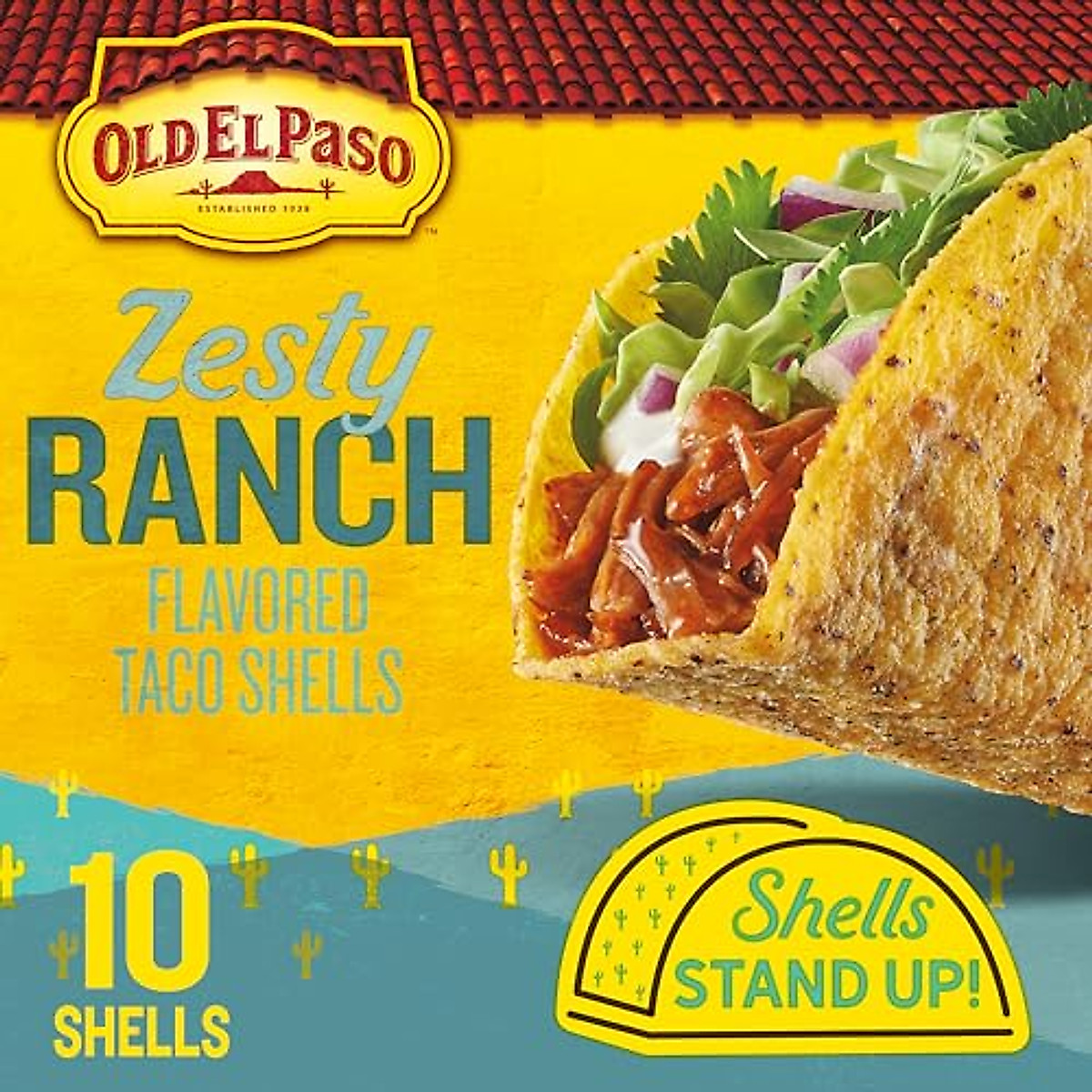Old El Paso Stand ‘N Stuff Taco Shells, Zesty Ranch Flavored, Gluten Free Crunchy Corn Taco Shells, 10 Count, 5.4 oz (Pack of 6)