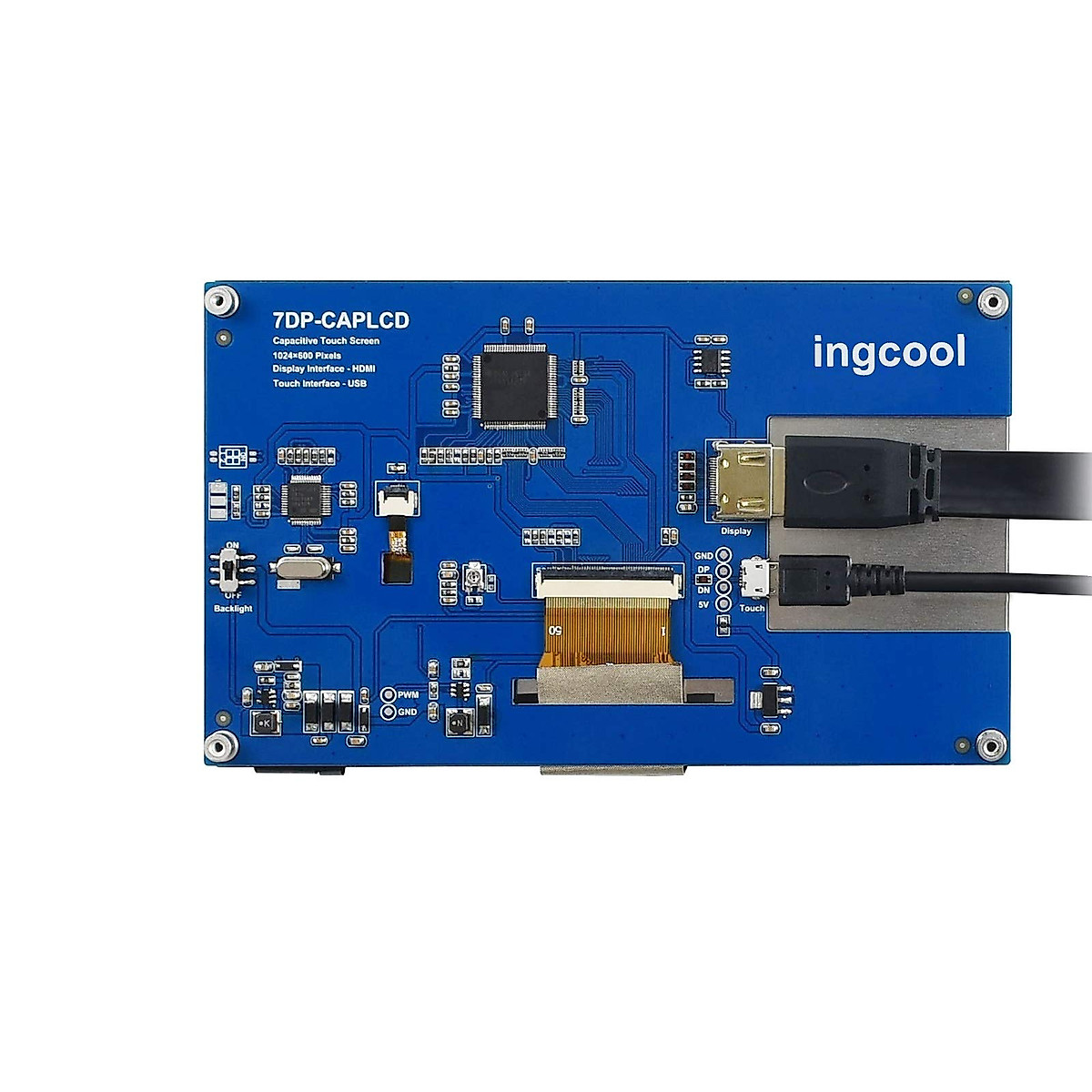 Ingcool 7 inch HDMI LCD 1024x600 Resolution Capacitive Touch Screen IPS Display Module Compatible with Raspberry Pi 4 3 2 1 B B+ A+, PC, Supports Windows 10/8.1/8 / 7