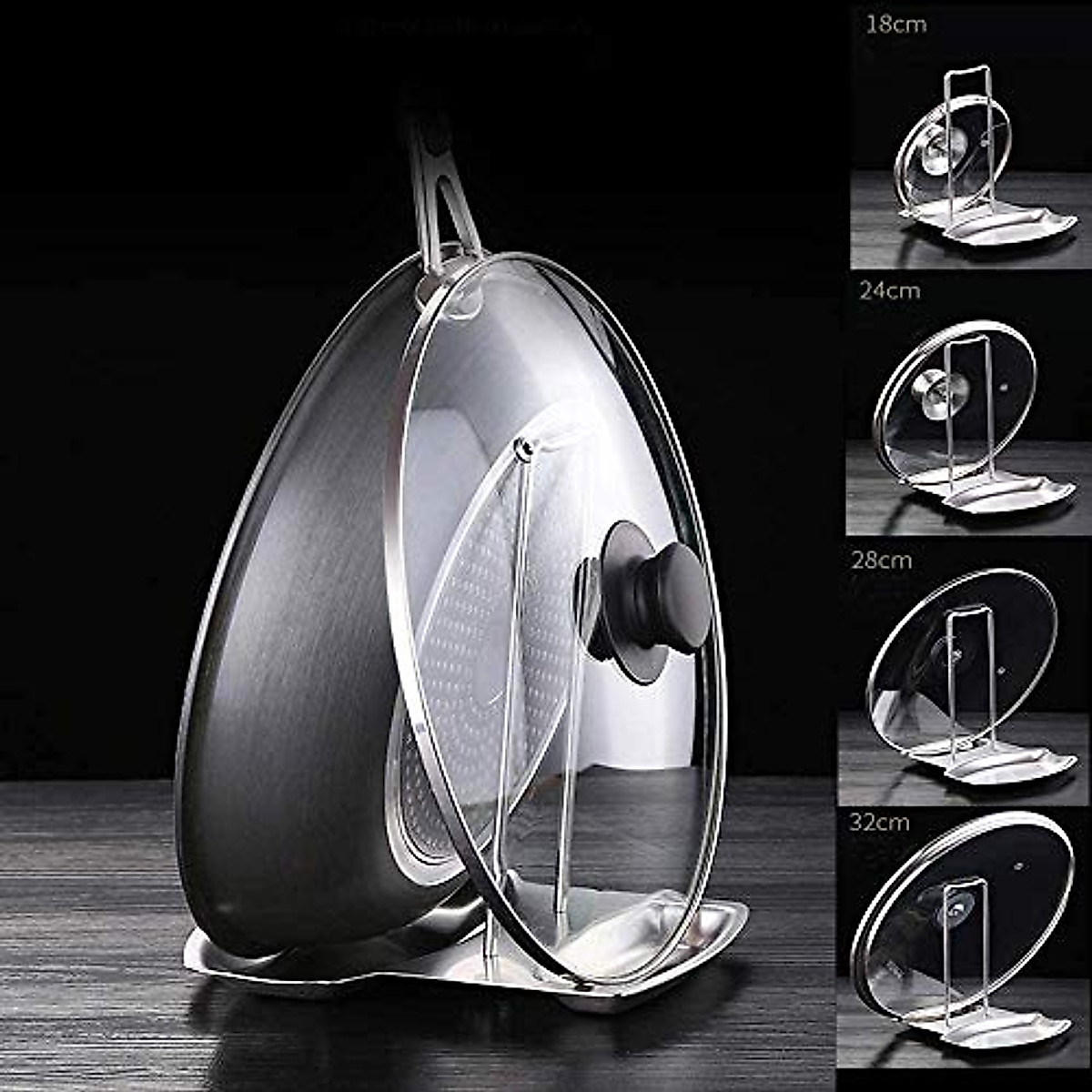 Lid and Spoon Rest Shelf,304 Stainless Steel Pan Pot Cover Lid Rack Stand Organizer,ZYLONE Pan Lid Organizer Storage Soup Spoon Rests Utensils Kitchen Tool