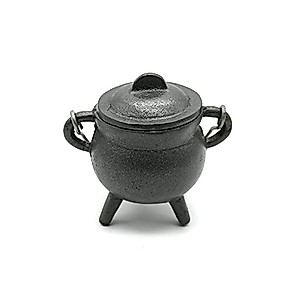 Reusable 4" Cast Iron Cauldron Candle with Lid and Hanging Handle for Spell Casting, Smudging, Ritual & Blessings Pot Belly Witchcraft Candle Aromatherapy (Lavender)