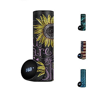 GCOCL Stainless Steel Water Bottle with Temperature Display Thermo Flask 17oz(Sunflower), 9
