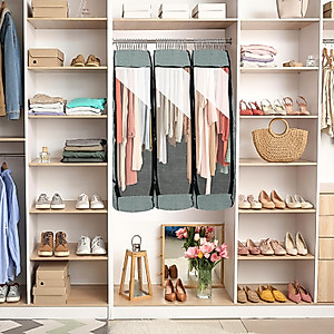 2PCS 50”Garment Bags for Hanging Clothes,Chakera Large Breathable Garment Bag for Closet Storage with 10”Gusseted,Clear Clothing Storage Garment Cover for Dress Sweater with Double Zipper,Grey