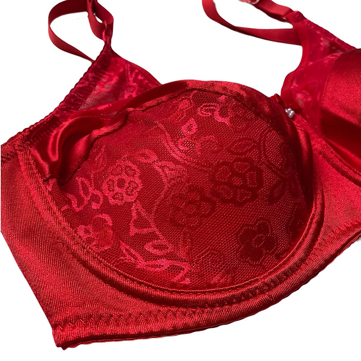 BMLen Silicone Breast Form Pocket Bra for Crossdressers Mastectomy(34,red