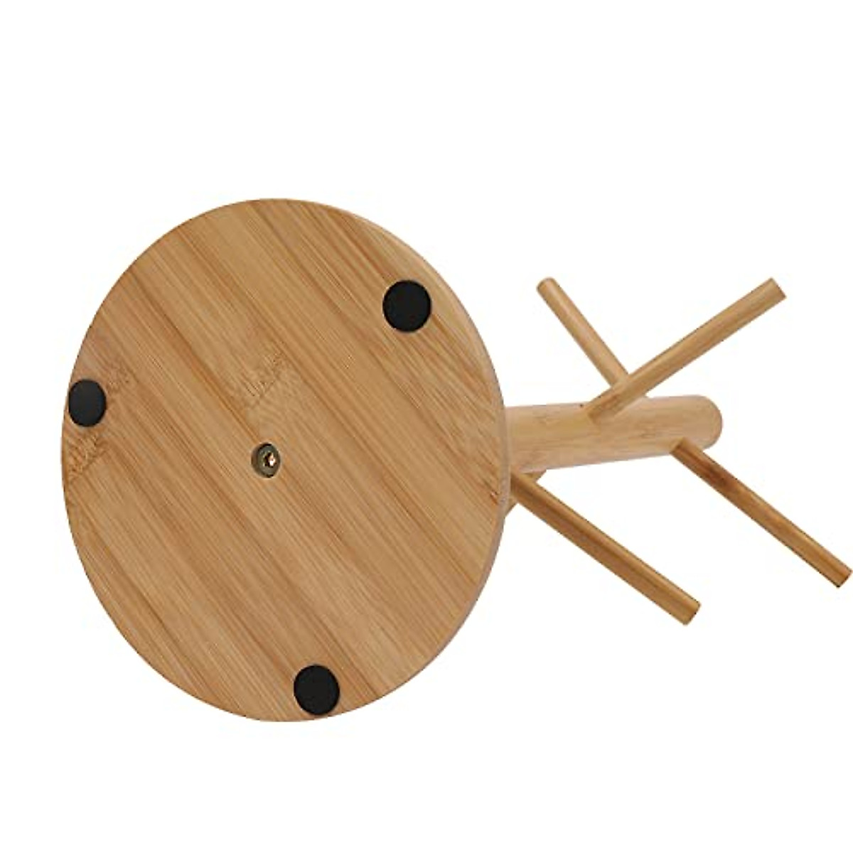 olelo Bamboo Mug Holder Stand,Countertop Coffee Mug Tree with 6 Hooks,Mug Rack & Tea Cup Organizer (Round)