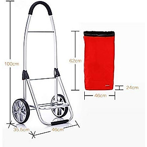 Shopping Trolley on Wheels Multi Function Shopping Cart Lightweight Trolley Aluminum Alloy Portable Collapsible,Travel Out Pull Rod Car Storage Hand Trucks,Blue ,