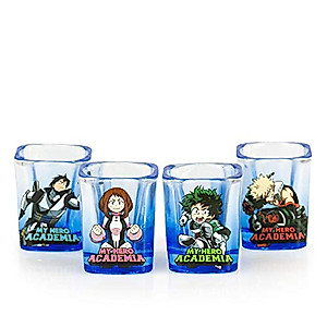 Just Funky My Hero Academia 2oz Square Shot Glass 4 Pack