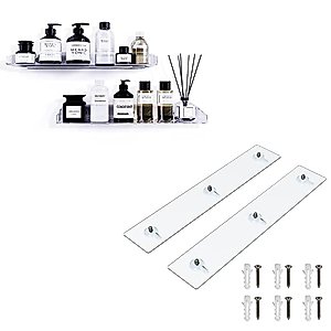 Bakzon Acrylic Shower Caddy Shelves plus Adhesive Sticker for Kitchen, Bathroom