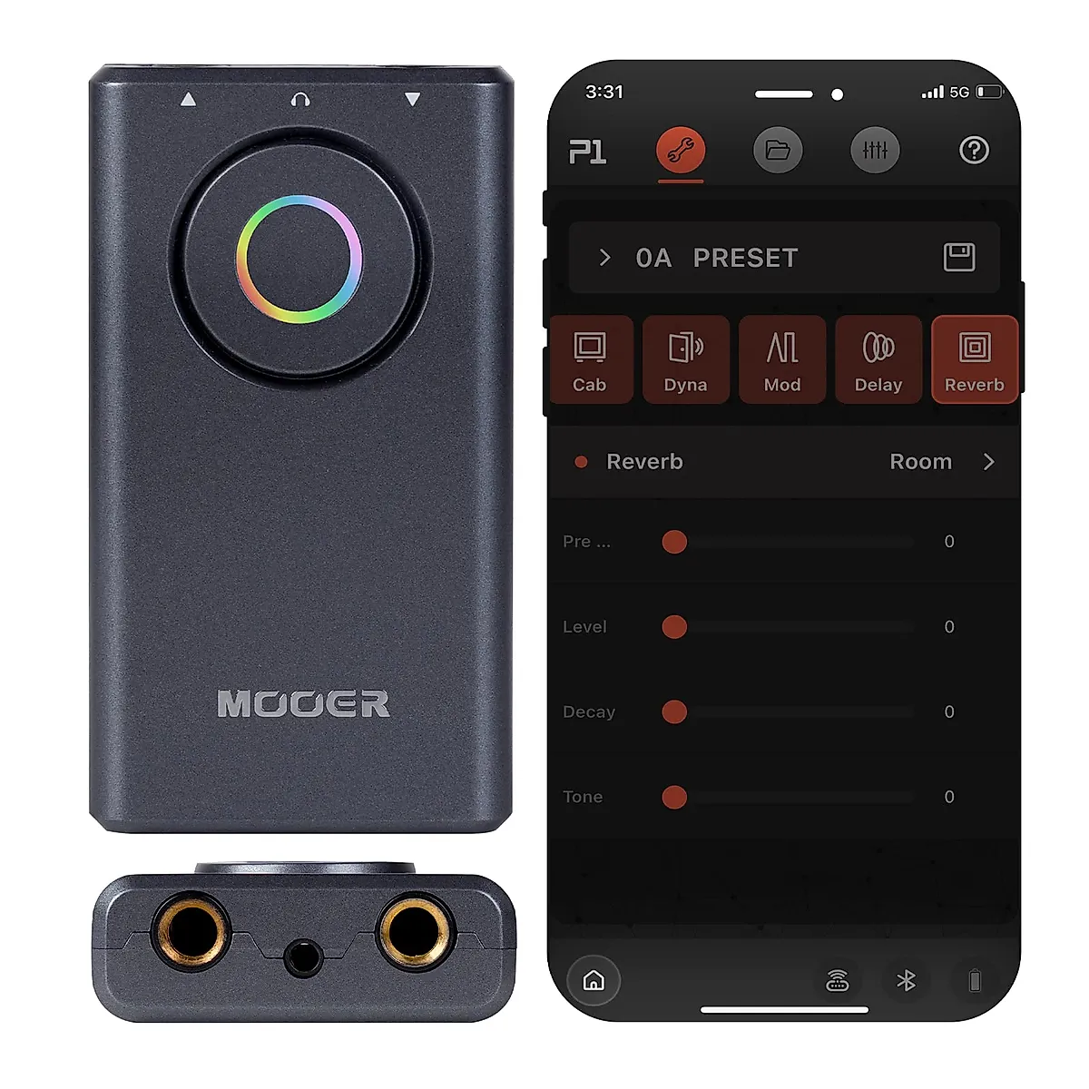 MOOER 5W GCA5 Bedroom Bluetooth Speaker built in Batteries, Instruments Input, Bundled with MOOER Prime P1 Intelligent Pedal to unlock massive tones and guitar practice tool