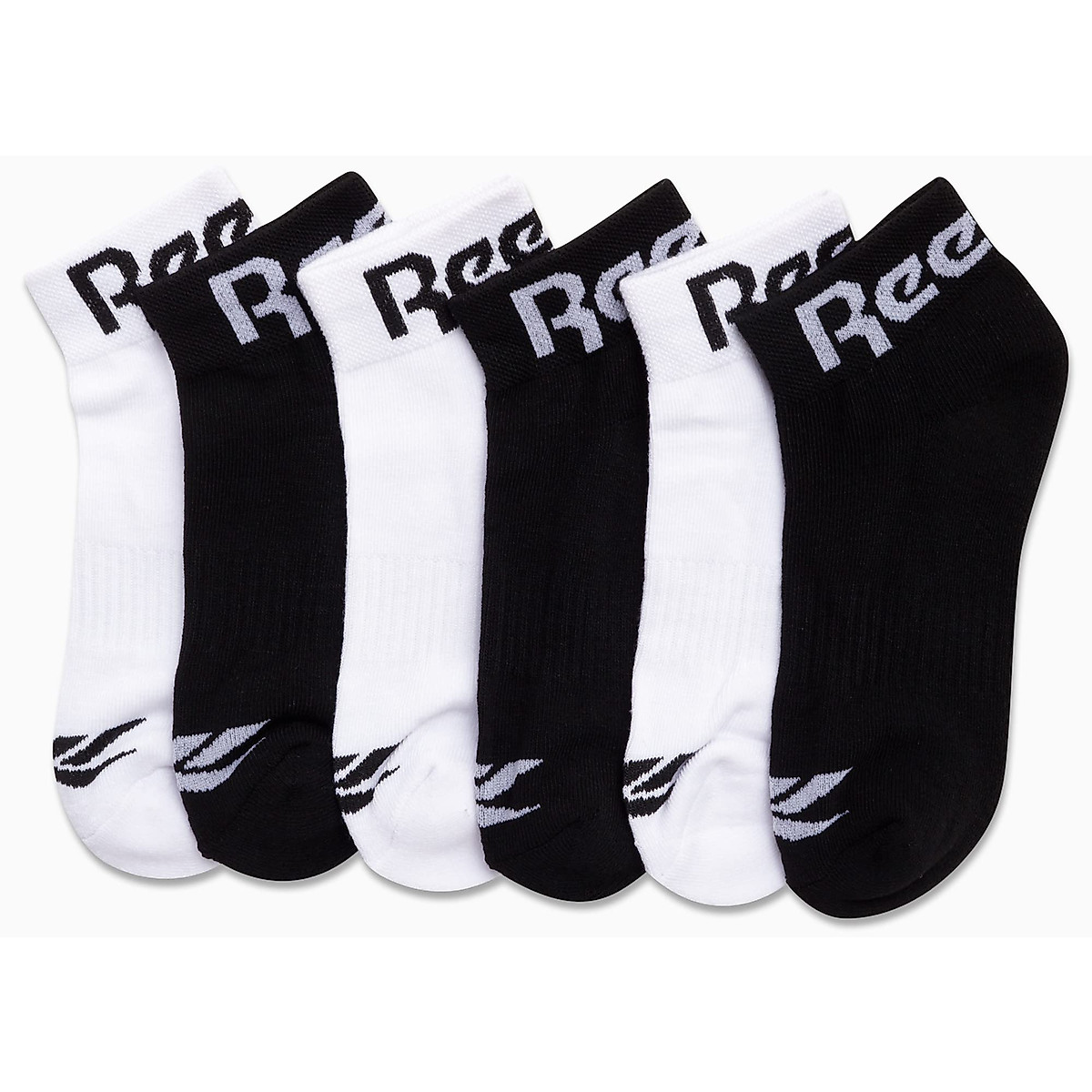 Reebok Women's Comfort Cushioned Athletic Quarter Cut Socks (6 Pack), Size 4-10, BlackWhite
