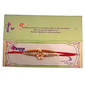 Rakhi For Brother Set of 2 With Greeting Card, Beautiful Designer Raksha Bandhan Rakhi Gift Set For Brother Bhaiya Bhai Bro, Traditional Indian Style Rakshbandhan Rakhi Gifts For Brother