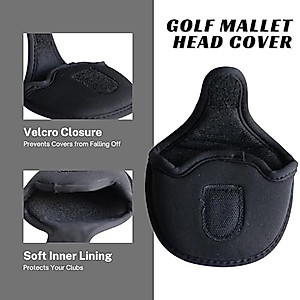 Pacific Golf Clubs Black Golf Putter Headcover Standard Size Neoprene Club Head Cover Perfect for Mallet Putters Fits Most 2 Ball Putters Clubs