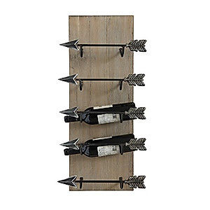 Creative Co-Op Wood & Metal Wall Wine Rack with Arrows
