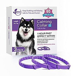 Dogs Calming Pheromones Collar 3 Packs Lasts 60 Days Relieve Reduce Anxiety or Stress 25 Inches Adjustable Relaxing Comfortable Collar Breakaway Design for All Small Medium and Large Dog