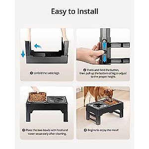 Petace Elevated Dog Bowls, Raised Dog Bowl Stand with No Spill Dog Water Bowl & Stainless Steel Dog Food Bowl, 4 Heights Adjustable for Small Medium Large Dogs and Pets