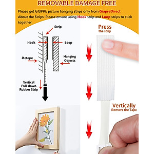 GIUPRE Picture Hanging Strips - 24-Pairs(48 Strips) Wall Sticky for Hanging Pictures on Wall Without Nails, Adhesive Picture Hangers Heavy Duty No Damage Picture Hanging