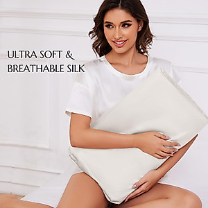 THXSILK 19 Momme 100% Mulberry Silk Pillowcase for Contour Memory Foam Pillow, Contour Pillow Case Cover, Cervical Pillow Case, Pack of 1(Natural White, 20"x12"x3.9"/2.7")