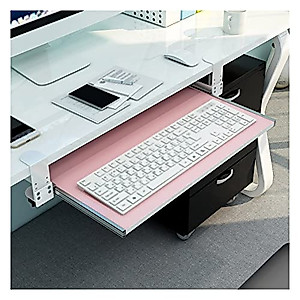 PFCDZDU Large Keyboard Tray Under Desk, Ergonomic C Clamp Mount System Platform Tray, Height Adjustable Slide-Out Mouse Drawer Shelf for Home Office, 7 Colors (Color : Pink, Size : 55x30cm)