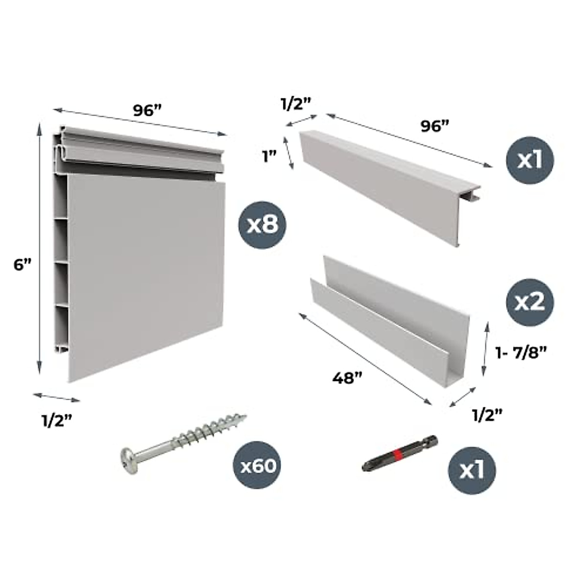 Crownwall 6" Basic Bundle (8x4 ft) with 20-Piece Locking Hook Kit (Graphite)