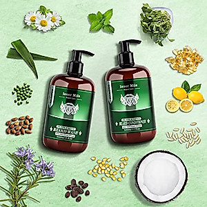 Beard Wash and Conditioner Kit (17oz) Natural Mint Beard Shampoo Conditioner Kit, Fathers Gifts for Dad Him Men, Beard Shampoo Set w/Beard Oil Conditioner Cleanse Smooth Soften Strengthen