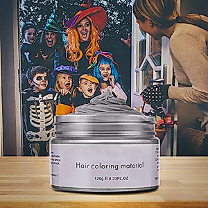 YHMWAX Fashion Silver Gray Hair Wax Pomade - Colorful Disposable Natural Hair Styling Gel for Party, Cosplay, Masquerade