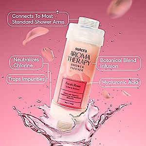 Sutera Shower Infuser - Vitamin C Shower Head Filter, Hard Water Softener, Chlorine & Fluoride Shower Filter, Water Purifying Filtered Shower Head with Beads, Helps Dry Skin & Hair Loss (White Rose)
