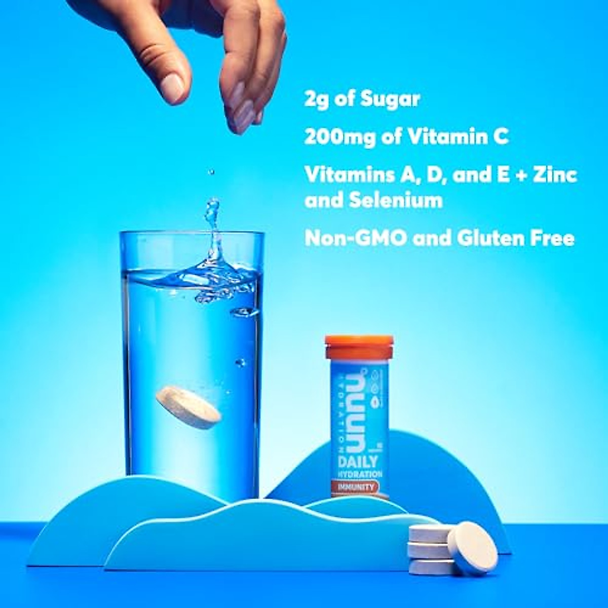 Nuun Hydration Immunity Electrolyte Tablets With 200mg Vitamin C, Blueberry Tangerine and Orange Citrus Flavors, 2 Pack (20 Servings)