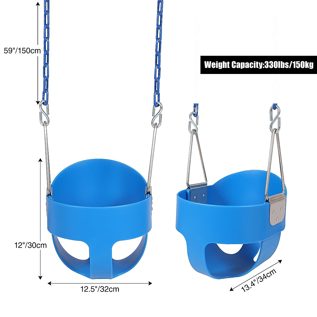 RedSwing Heavy-Duty High Back Half Bucket Toddler Swing Seat with Coated Swing Chains and Safety Strap