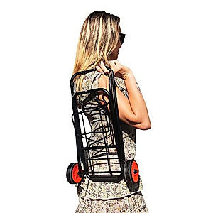 ISOP Folding Light Hand Truck 2 Wheels - Luggage Trolley Shopping Cart | Portable Fold-Up Dolly Cart - Collapsible | 60 lb, Black Elastic Incl.