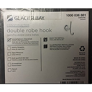 Glacier Bay Constructor Double Robe Hook in Chrome