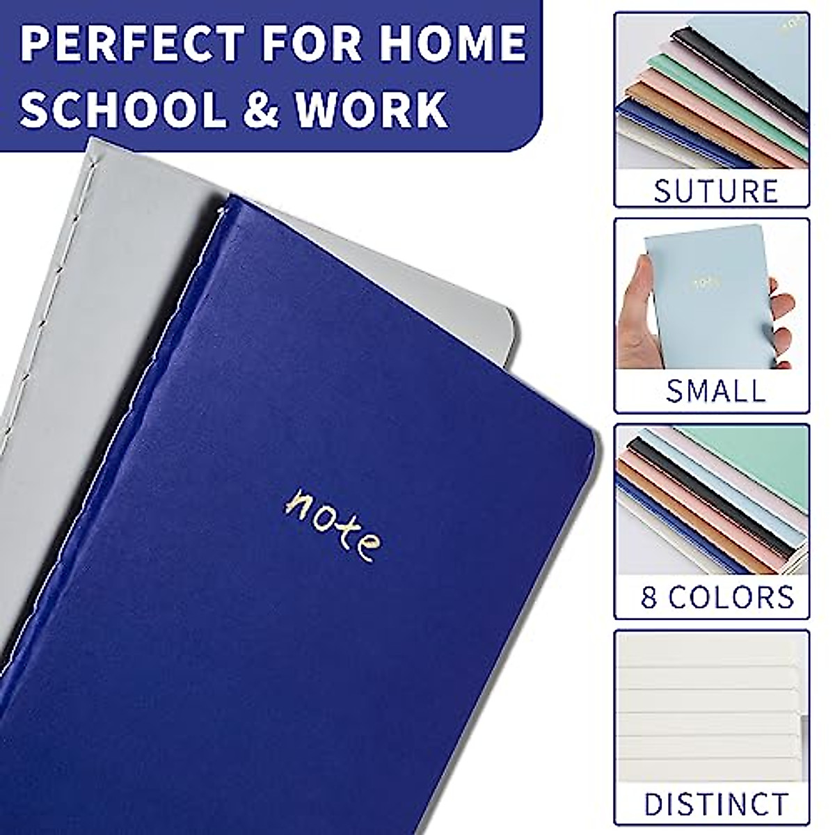 Iridipity 8 Pack Small Notebook Pocket Notebook Small notepad Mini notebooks 3.5x5 inches stationary supplies for work,travel,adults (8)