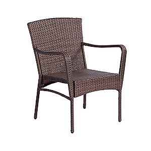 WIDELUCK 3 Pieces Furniture Outdoor Patio Conversation Bistro Set, Modern Bistro Rattan Chair Conversation Sets Seating Group Furniture with Coffee Table for Yard, Backyard (Basic Rattan Chair)